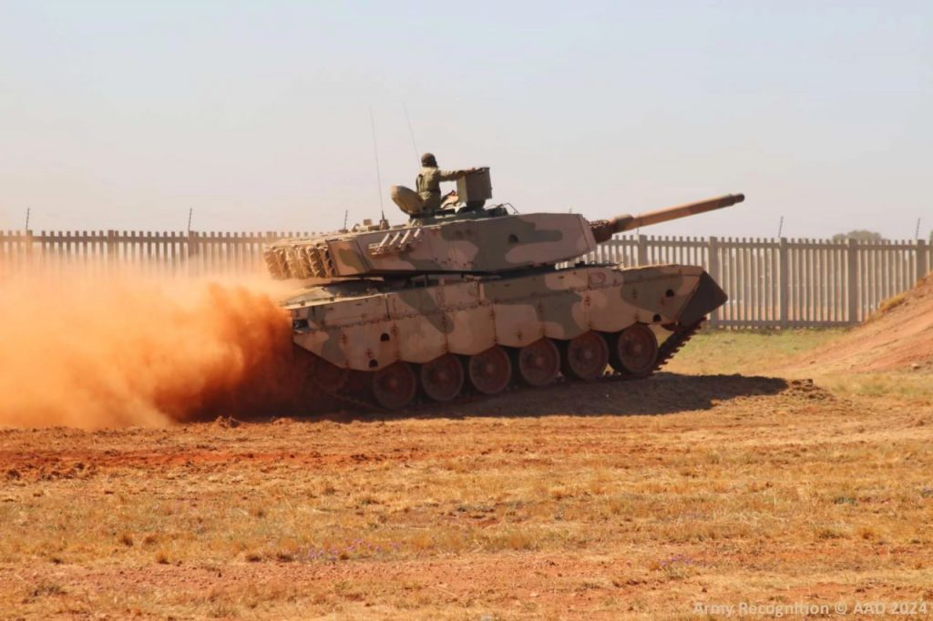 South Africa demonstrates the Olifant Mk2 tank at the AAD2024 ...