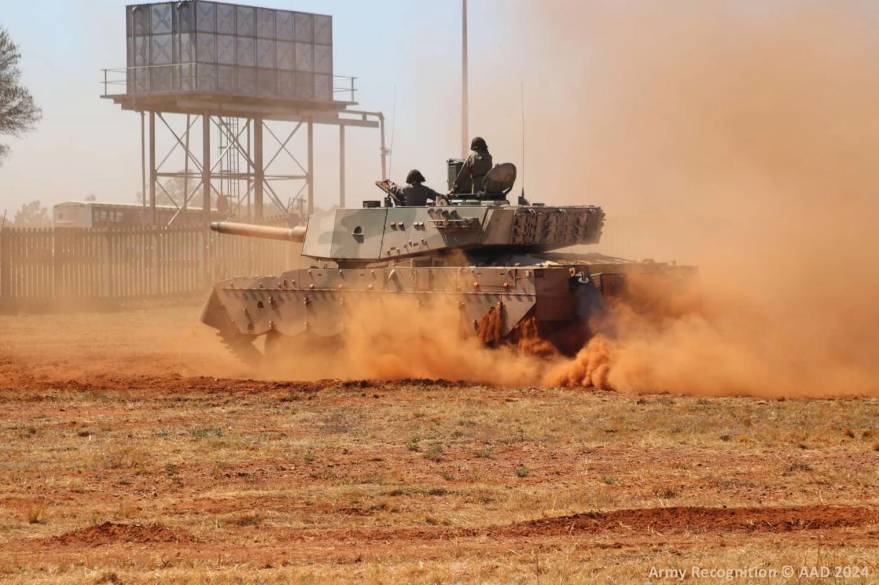 South Africa demonstrates the Olifant Mk2 tank at the AAD2024 ...